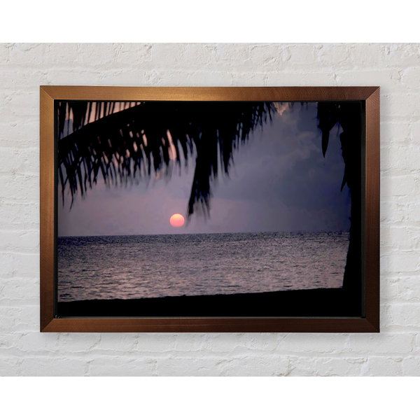 Haus am Meer Rosa Sonne Sonnenuntergang Gerahmter Druck Wandkunst | Wayfair.de